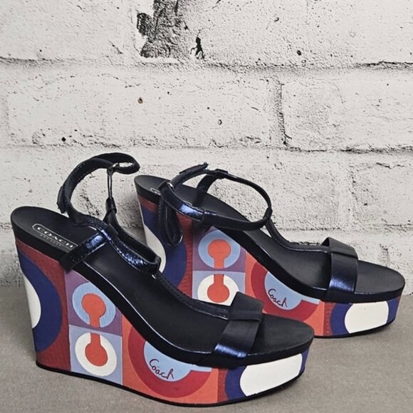 Coach | Shoes | Coach Retro Wedge Heels With Velcro Straps | Poshmark